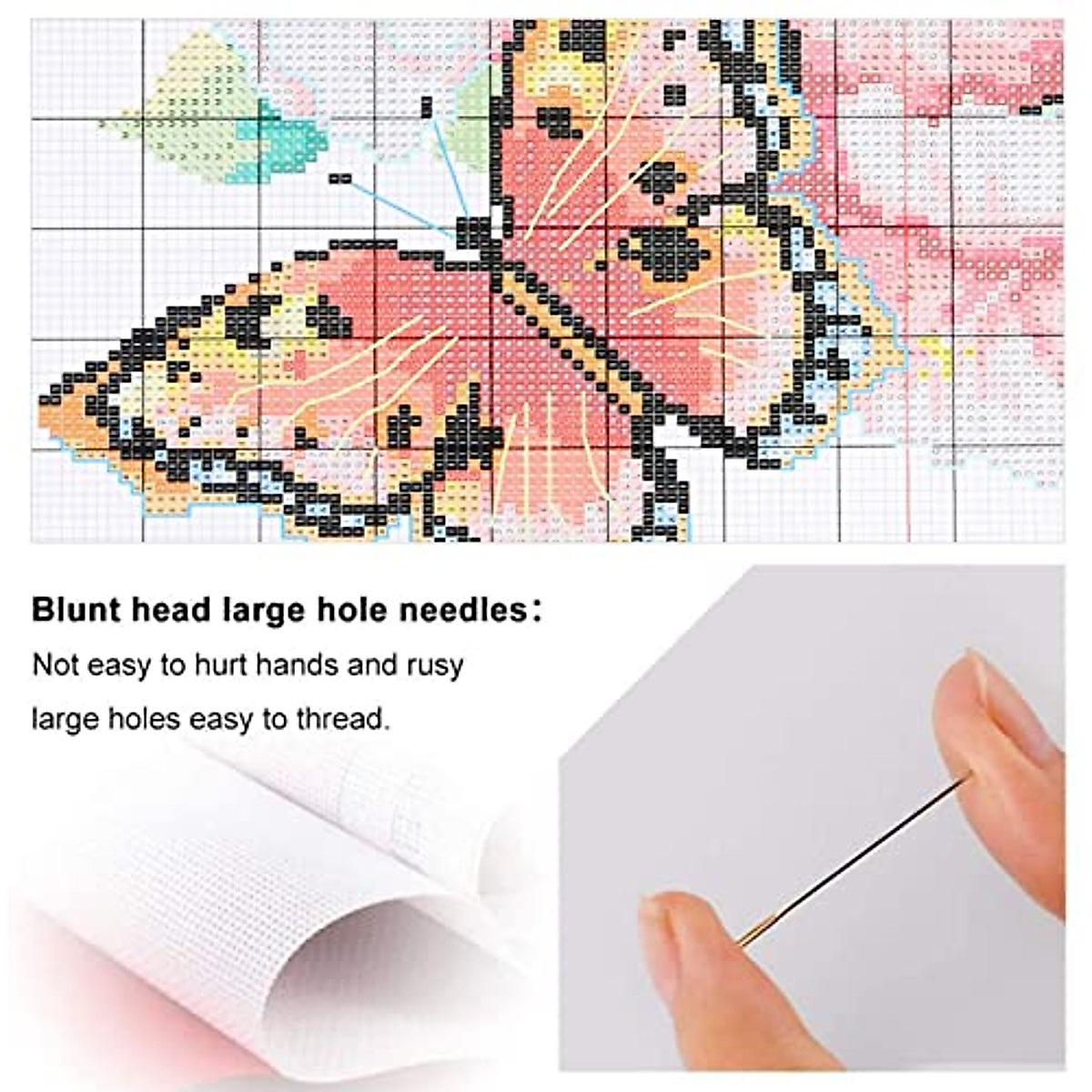 Stamped Cross Stitch Kits for Adults Beginners Seaside Mountains Castles Rainbow Towns Pattern 11CT Pre-Printed Fabric Embroidery Arts and Crafts Kit Needlepoint Starter DIY Wall Decor, 12 x 16 inch