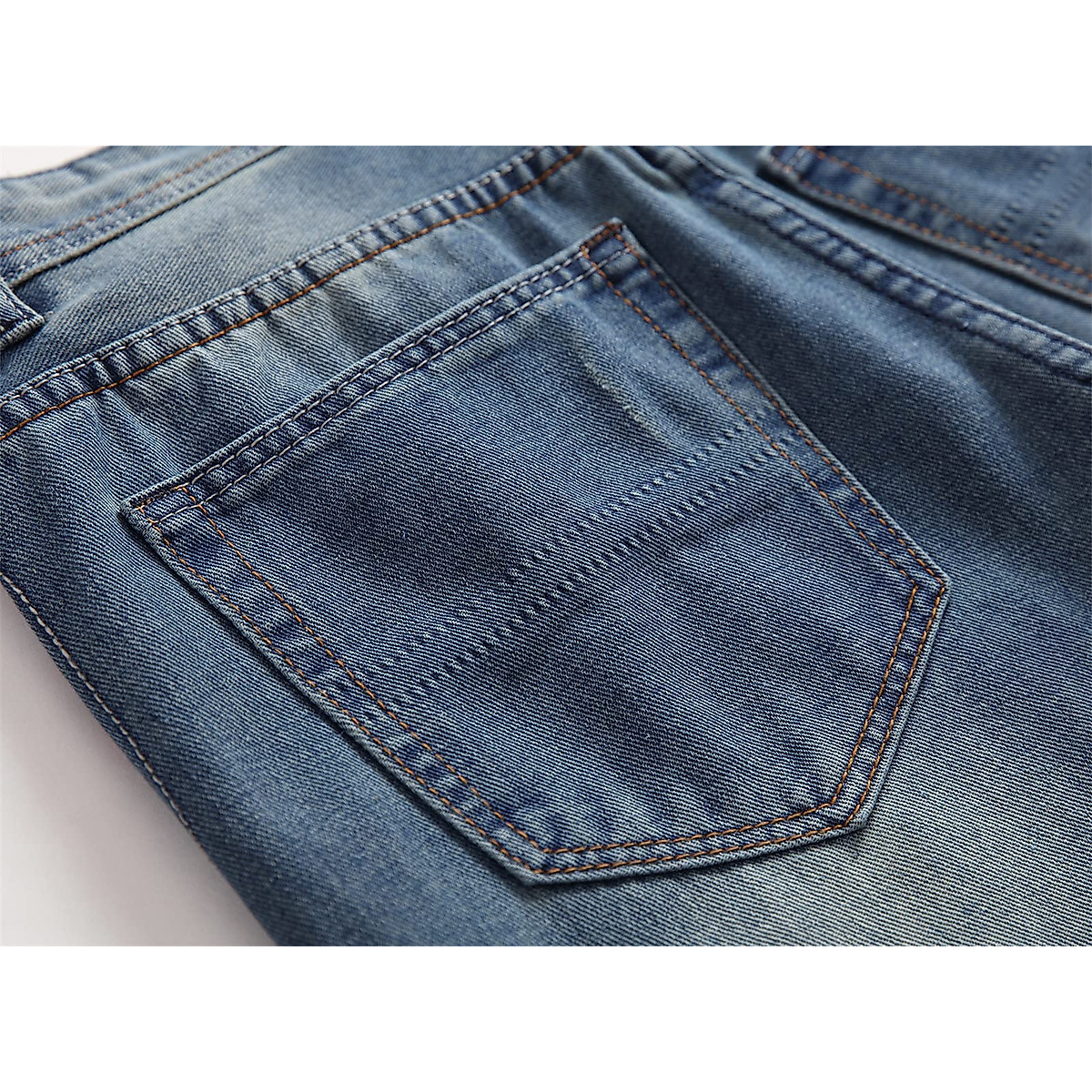 Maiyifu-GJ Men's Retro Ripped Jeans Distressed Skinny Slim Fit Stretch Denim Pants Straight Jean Trousers with Broken Holes (Light Blue,42)