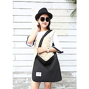 Covelin Women's Retro Large Size Canvas Shoulder Bag Hobo Crossbody Handbag Casual Tote Black