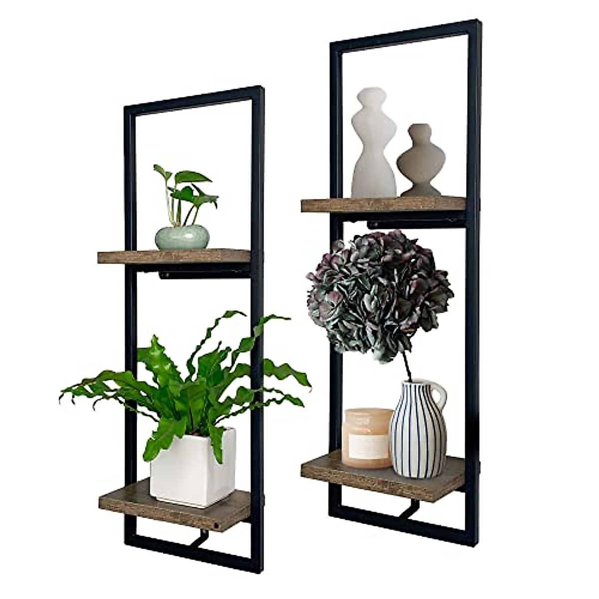 Cocoyard Floating Shelves, Wall Mounted Shelf, Set of 2. Modular Wall Shelf Set. Perfect for Living Room Bedroom Bathroom. Great Gift Ideas for Plant Lovers (Black, 8.1" W x 4.9" D x 23.6" H)