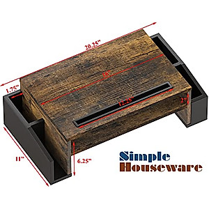 Simple Houseware Desk Monitor Stand Riser with Adjustable Organizer Tray, Rustic Brown