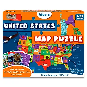 Skillmatics Guess in 10 States of America & United States Map Puzzle Bundle, Fun Educational Games for Kids and Adults for Kids, Teens & Adults, Gifts for Boys & Girls Ages 6, 7, 8, 9, and Up