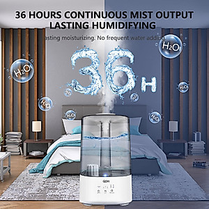 Humidifiers for Bedroom Large Room, QDH 3.5L Cool Mist Humidifier, 26dB Quiet Ultrasonic Air Humidifiers for Plant, Baby, Nursery, Office, & Indoor Plants - Lasts Up To 36 Hours