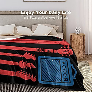 Rock N Roll USA Flag Flannel Fleece Throw Blanket Soft Warm Lightweight Fuzzy Plush Blankets for Bed Couch Sofa 70"x80"