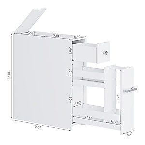 Spirich Home Slim Bathroom Storage Cabinet, Free Standing Toilet Paper Holder, Bathroom Cabinet Slide Out Drawer Storage, White