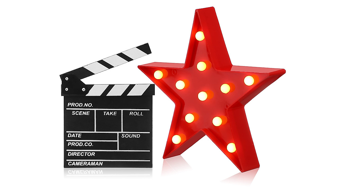 Movie Theater Decor: Clap Board & LED Star Sign