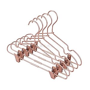 Koobay Metal Hangers Baby Clothes 12.5" Rose Gold Clips Hanger Children Kids Pants Hanger Display and Storage 10Pack