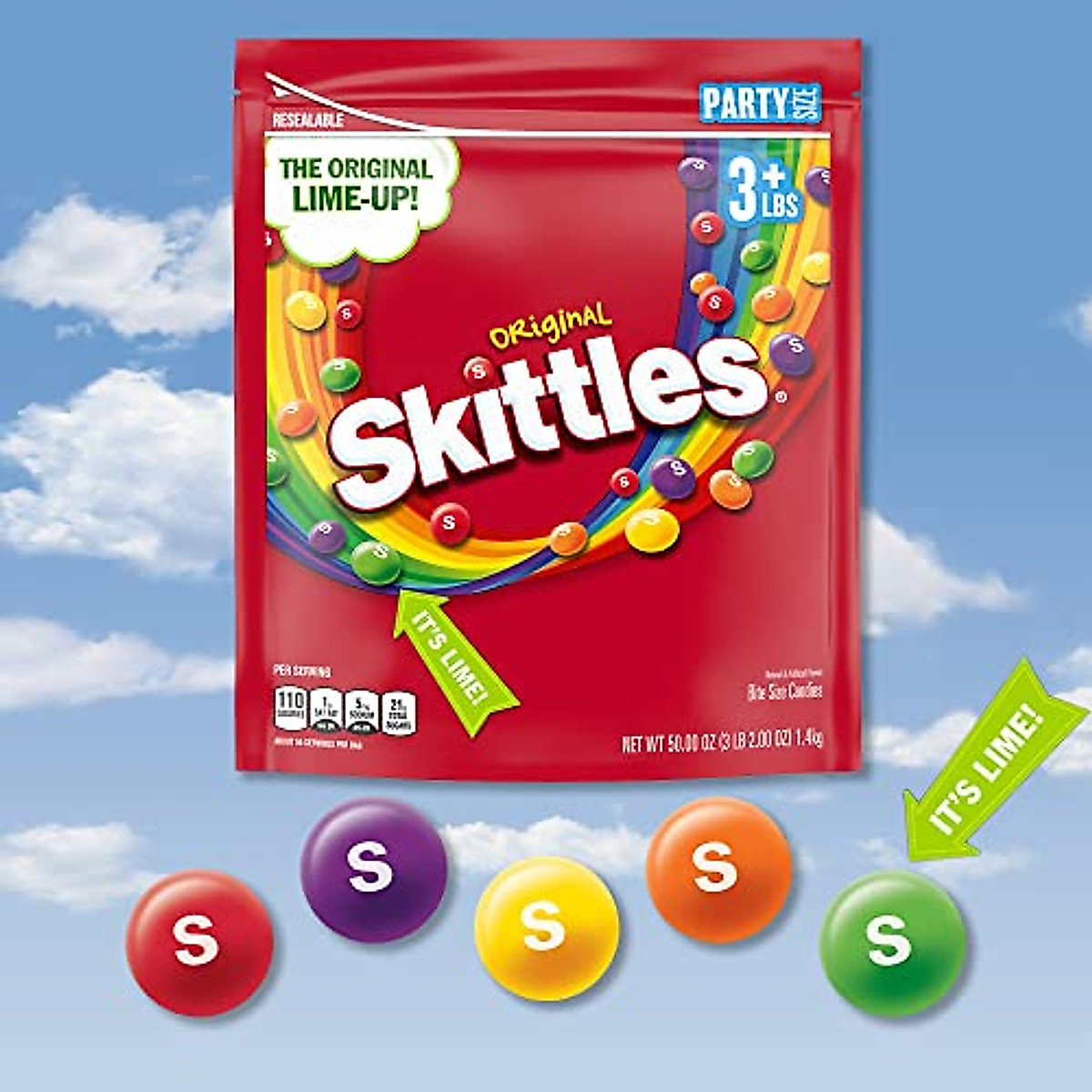 SKITTLES Original Chewy Candy, Party Size, 50 oz Bag