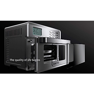 EUROTO Stainless Steel Large Capacity 26.8 QT Air Fryer Oven, 24 in 1 Multi-function, 360 Air Circulation Toaster Oven, LCD digital Display, 4 Layer Shelves, Included Oven Gloves & Apron Up to 450°F