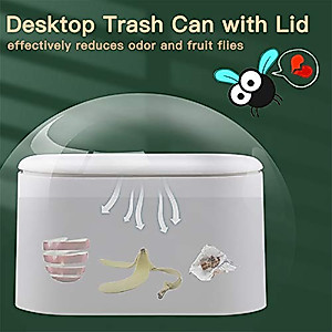 AYADA Mini Trash Can with Lid, Press-Type with Removable Inner Plastic Small Garbage Can Little Tiny Waste Basket Compact Covered Closable Trash Bin, Desk Countertop Office Kids Oval Rectangle (White)