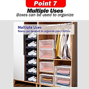 Letusto Premium Shoe Storage Boxes - Clear Plastic Shoe Throne Display Case (6 pack, Neon Green), Stackable Shelves Large Sneaker Containers Cases with Lids + 6 Hygiene Pads & Shapers