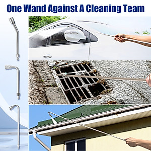 M MINGLE Pressure Washer Extension Wand - 120" Upgrade Power Washer Lance - Pressure Washer Accessories with 5 Nozzle Tips - 30°/90°/120° Curved Rod, 1/4" Quick Connect