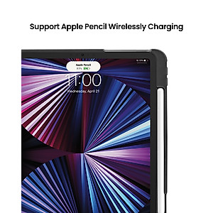 tomtoc Vertical Case for iPad Pro 11-inch 4th/3rd Gen 2021-2022, Slim Protective Anti-Bend Case with Magnetic Stand for 3 Use Modes, Support Wireless iPad Pencil Charging, Black