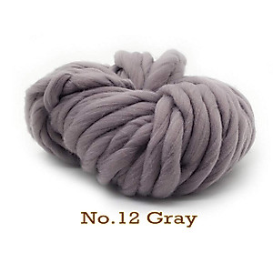 OURVER (No.12 Gray) Super Bulky Arm Knitting Wool Roving Knitted Blanket Chunky Wool Yarn Super Thick Yarn for Knitting/Crochet/Carpet/Hats, 1.1 lbs/500g/17.6 Ounze