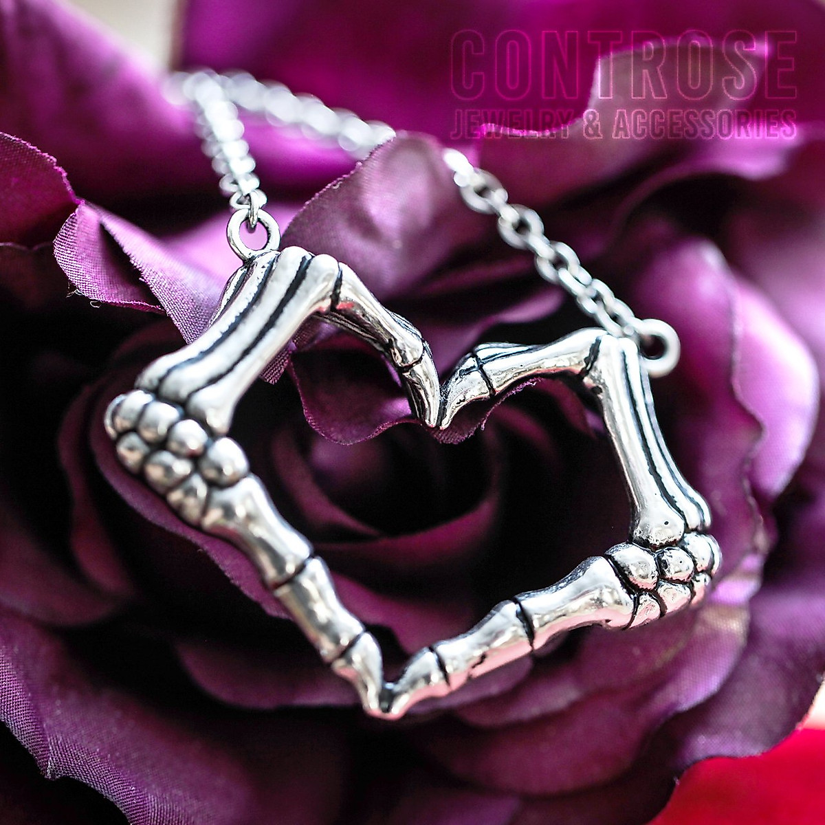 Controse Skeleton bone hand necklace love sign pendant – I LOVE YOU TO DEATH