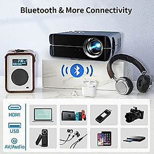 Smart Projector with WiFi & Bluetooth, 1080P Native Wireless Home Theater Projector with Android 9.0 & Touch Panel, Indoor Outdoor Movie Projector Airplay/HDMI/USB/RJ45 for Phone Laptop TV Stick DVD