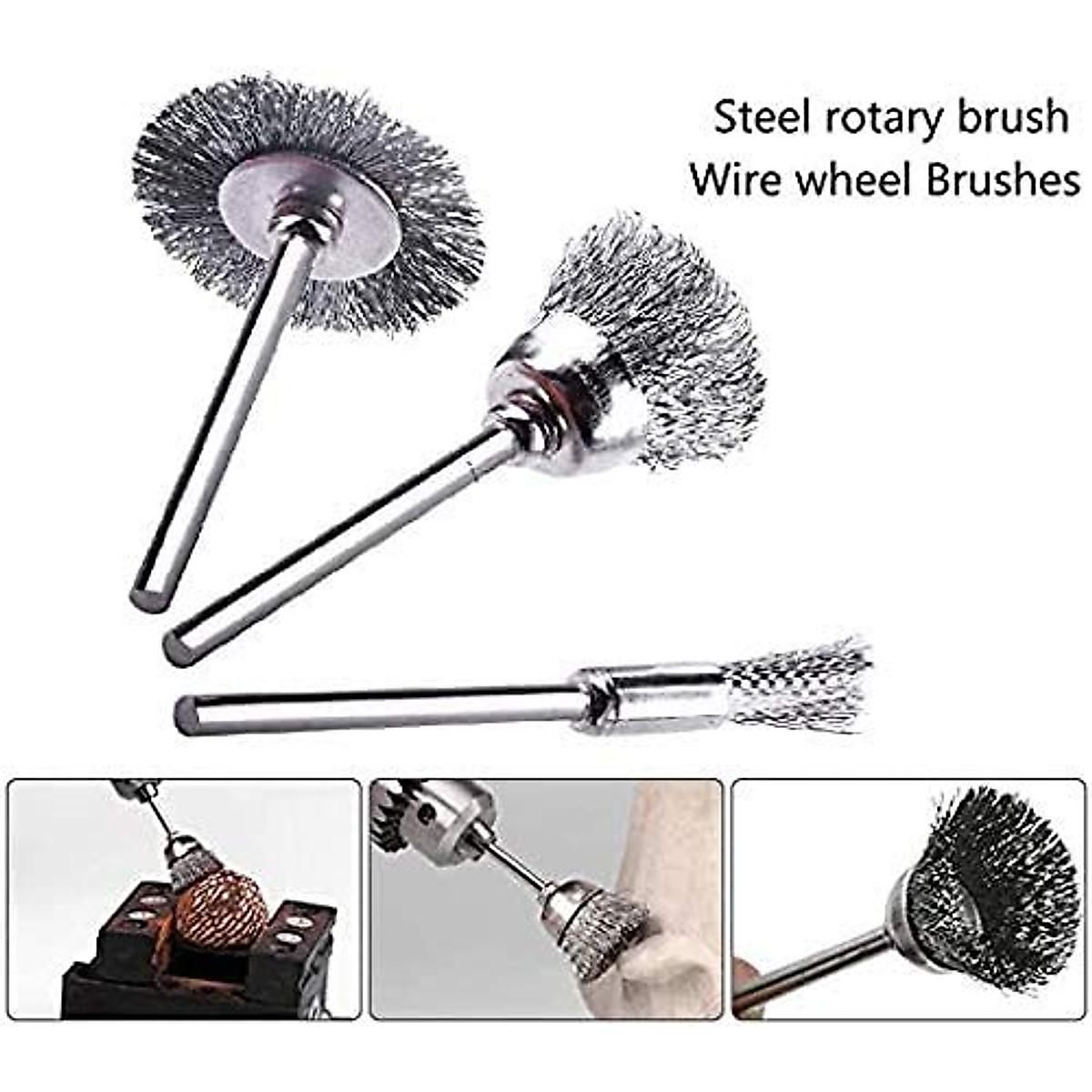 60 Pcs Wire Brushes Set Steel Wire Wheels Pen Brushes Set Kit Accessories for Dremel Rotary Tool (60PCS)