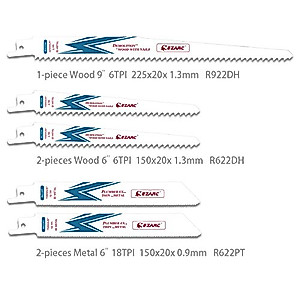 EZARC 10-Piece Reciprocating Saw Blade Set, M42 Bi-Metal Demolition Sawzall Blade Set, Metal & Wood Cutting Saw Blades