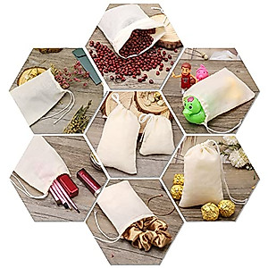 50PCS Muslin Bags with Drawstring, 4X6" Cotton Drawstring Bags Sachet Bag, Reusable Small Cloth Bags for Jewelry Pouch, Party Wedding Home Storage