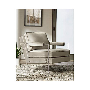 Signature Design by Ashley Avonley Contemporary Accent Chair with Clear Acrylic Base, Taupe