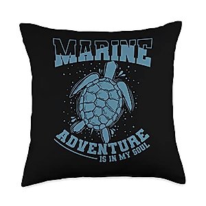 Turtle reptile carapace old Sauropsida Testudines Turtle Marine Adventure is in My Soul Throw Pillow, 18x18, Multicolor