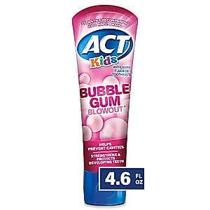 ACT Kids Anticavity Fluoride Toothpaste 4.6 oz. Bubble Gum Blowout