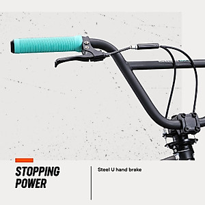 Mongoose Legion L10 Kids Freestyle Sidewalk BMX Bike, Beginner Riders, Boys and Girls, 20 Inch Wheels, Hi-Ten Steel Frame, Micro Drive 25x9T BMX Gearing, Black/Teal