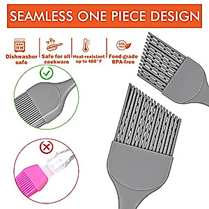 TACGEA Silicone Basting Pastry Brush - Angled Bristles - Heat Resistant Kitchen Cooking Brushes for Oil, Spread Sauce, BBQ, Baking, Grilling, BPA Free, Set of 4 Gray