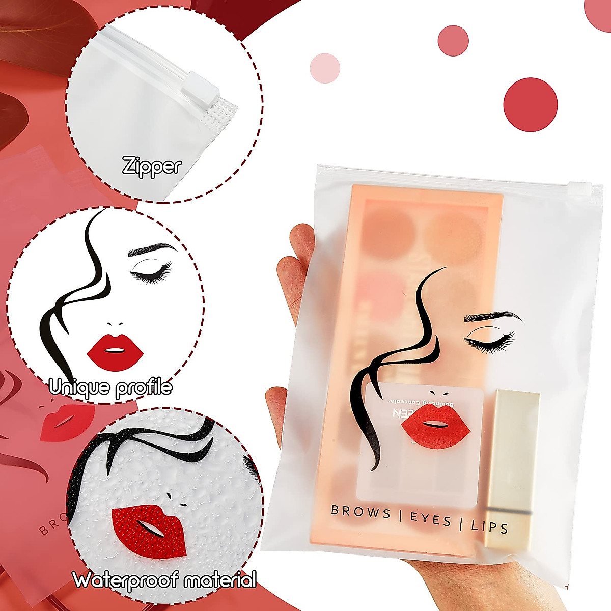 Shappy 50 Pieces Eyebrow Microblading Aftercare Bags Empty Eyelash Bag Lash Aftercare Bags Lipstick Travel Pouch Mini Cosmetic Bags for Eyelash Lipstick Makeup Tools (6 x 8 Inch)