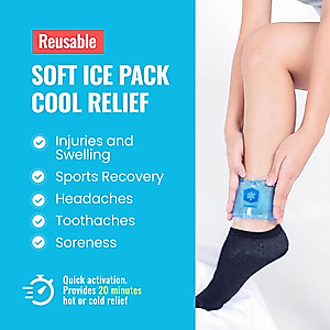 ICEWRAPS Hot & Cold Ice Packs - 3 x 5 in. Soft Gel Ice Packs – Reusable for Injuries Headaches, Joints, Fevers, & More – Made of Pro-Grade, Puncture-Proof Material (6 Packs)