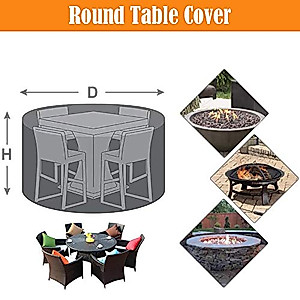 XYXH Round Patio Table Cover 53" D x 31" H, Outdoor Garden Furniture Covers, Patio Furniture Covers Waterproof, Durable Breathable Oxford Fabric Anti-Rain Anti-Snow Sun Protection