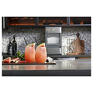 GE Profile Opal | Countertop Nugget Ice Maker | Portable Ice Machine Makes up to 24 lbs. of Ice Per Day | Stainless Steel Finish (Renewed)