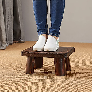 SINOBEST Wooden Stool, Rectangular Bedside Step Stool, Step Ladder for Kitchen & Bathroom, Foot Rest Stool Under Desk, Super Sturdy Hold Up to 500 LBS