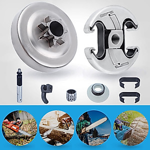 Adefol .325" 7T Clutch Drum 8pcs Kit For Husqvarna 340 345 350 Chainsaw Replacement Parts with Clutc, Spring, Needle Bearing, Oil Pump,Worm Gear, Oiler for 578097901, 503931801, 537110503 Accessories