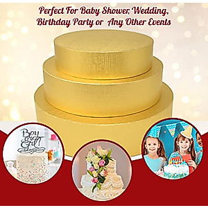 Set of 3 Gold Cake Stand Holder Round Cardboard Cakes Stands, 8" 10" 12" Dessert Display Cupcake Stands Pastry Base Plate Tray Decorative Centerpiece for Baby Shower Wedding Birthday Party Table Decor