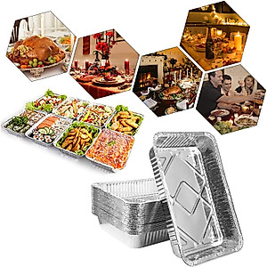 Nicole Fantini Full Size Deep Aluminum Pan With No Lids for Baking, Serving, Roasting, Broiling, Cooking - L. 20 3/4" x W. 12 4/5" x D. 3 1/5" (10)