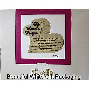 UNIDECO Wooden Heart Décor Wall - 7.0 Inch The Lords Prayer Wall Art - Wood Heart Shaped Decoration for Home - Hanging Art Living Room Accent Shelve - Decorative Religious Praying Rustic Kitchen