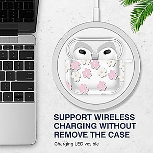 Valkit Airpods 3 Case 2021 Flowers Cute Airpods 3rd Generation Case Cover Clear Soft TPU Flexible Apple Airpods 3 Charging Case with Keychain for Women Girls (Sunflower)