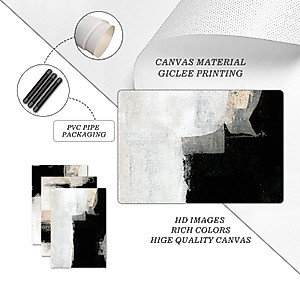 Black White and Beige Abstract Wall Art Black and White Ink Art Print Neutral Black Painting Beige and Black Pictures Modern Abstract Artwork Beige Abstract Picture for Living Room 16x24inx3 No Frame