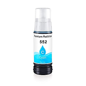 Omera Compatible Refill Bottle Ink Replacement for 552 T552 Work for EcoTank Photo ET-8550 ET-8500 All-in-One Wide-Format Supertank Printer (BK/PBK/ C/M/Y/GR 70ml, 6-Pack, for Daily Printing)