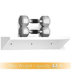 SRIWATANA Floating Shelves Large Set of 2, 24 Inch Wide Wall Shelves Wood Shelves Wall Mounted for Wall Decor in Bedroom, Living Room, Bathroom, Kitchen, and Office (White)