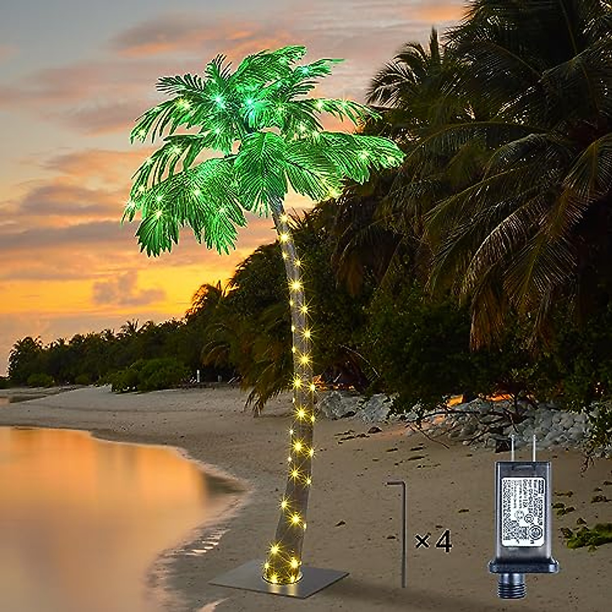 Lightshare 7 Feet Palm Tree, 96LED Lights, Decoration for Home, Party, Christmas, Nativity, Outdoor Patio