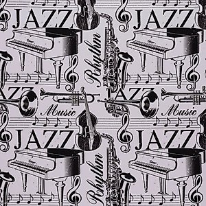 Mook Fabrics Cotton Music in The Air Equipment, White Cut by The yard