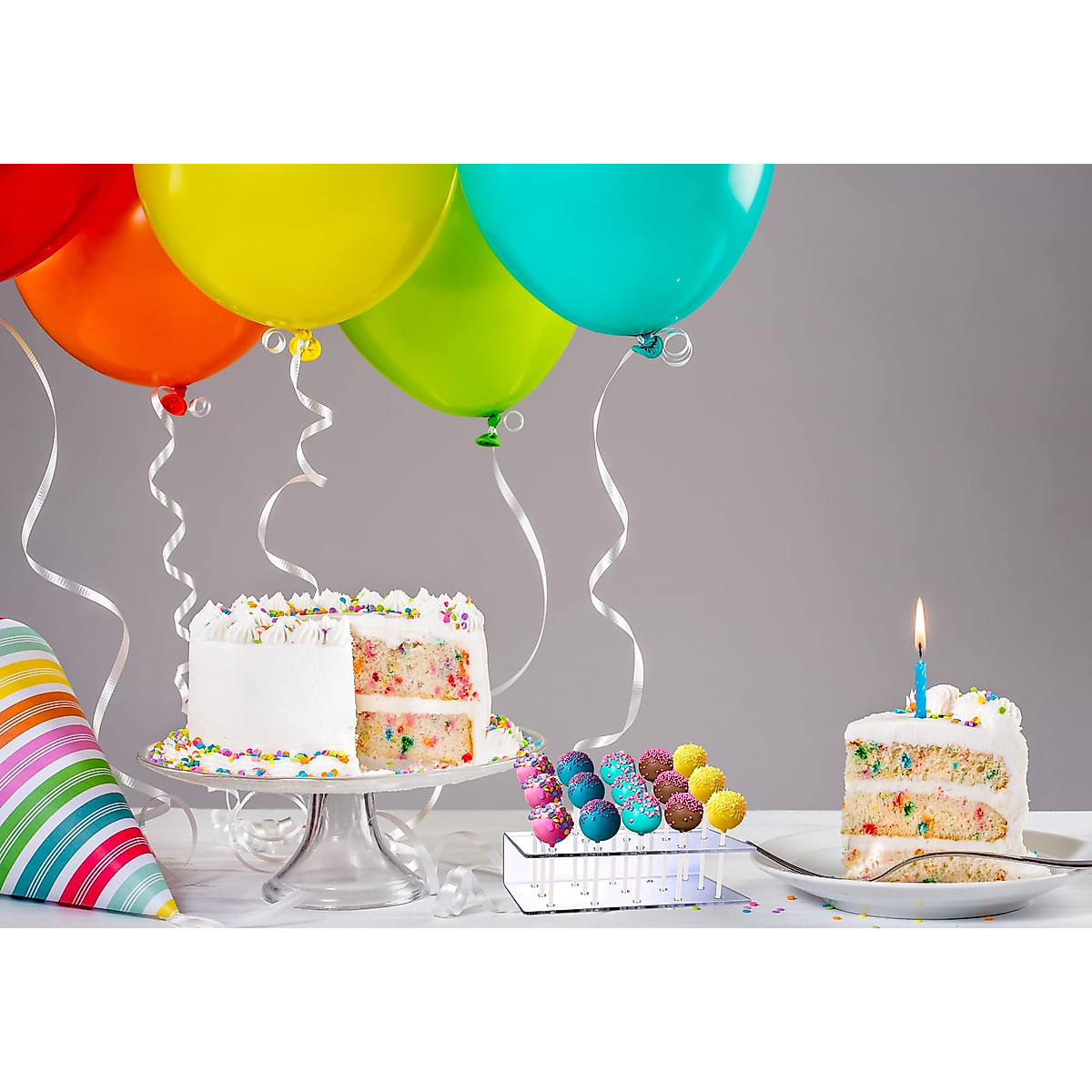 Aongch 2PCS Cake Pop Display Stand with 300 PCS Cake Pop Sticks and Wrappers Kit, 15 Hole Clear Acrylic Lollipop Holder for Weddings Birthday Parties Anniversaries Halloween Candy Green