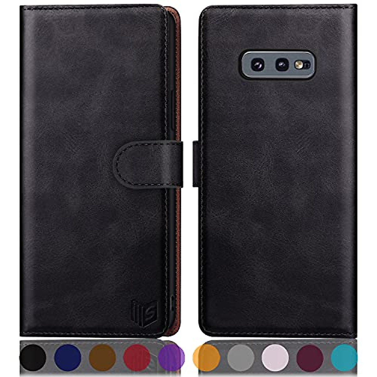 SUANPOT for Samsung Galaxy S10e 5.8"(Non S10 6.2") with RFID Blocking Leather Wallet case Credit Card Holder,Flip Folio Book Phone case Shockproof Cover Women Men for Samsung S10e case Wallet Black
