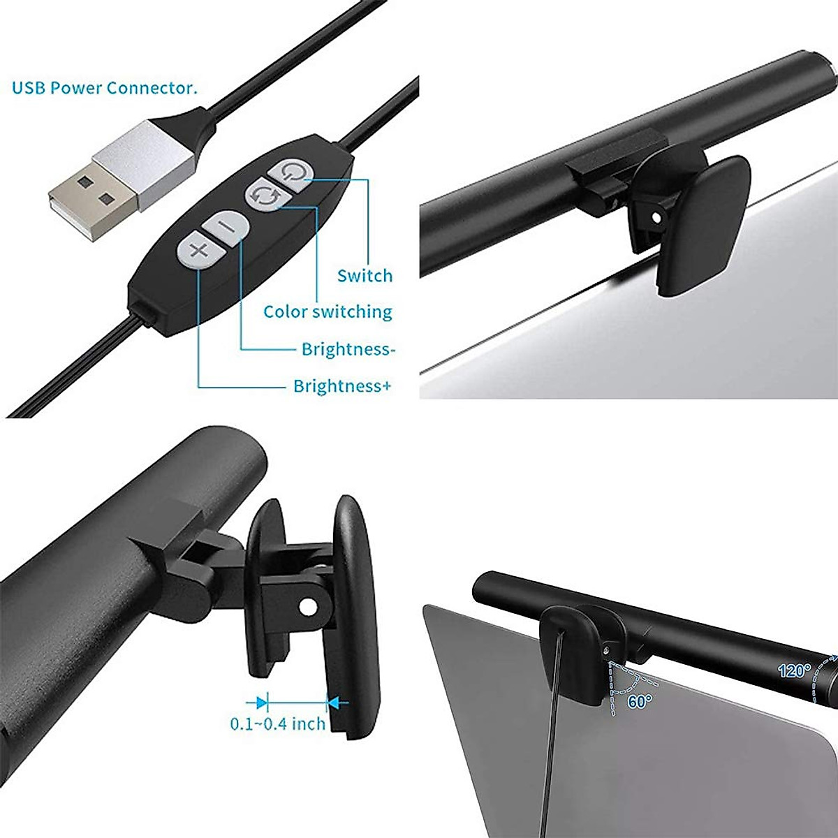 ROGBLIN Laptop Monitor Light Bar, USB E-Reading LED Task Lamp, 3 Adjustable Color Temperature, 10 Dimming Brightness Levels, No Screen Glare, Space Saving, Eye Health Care