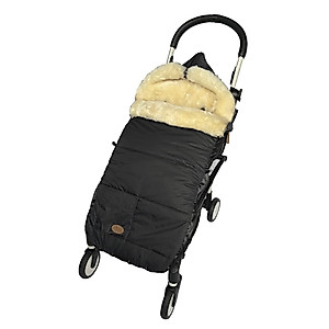 CozyMe Anti-Freeze 100% Australian Sheepskin Footmuff Universal Fits All Stroller Bunting Bag Weather Resistant Lambskin Baby Travel Sleeping bag,6-42M,Cream