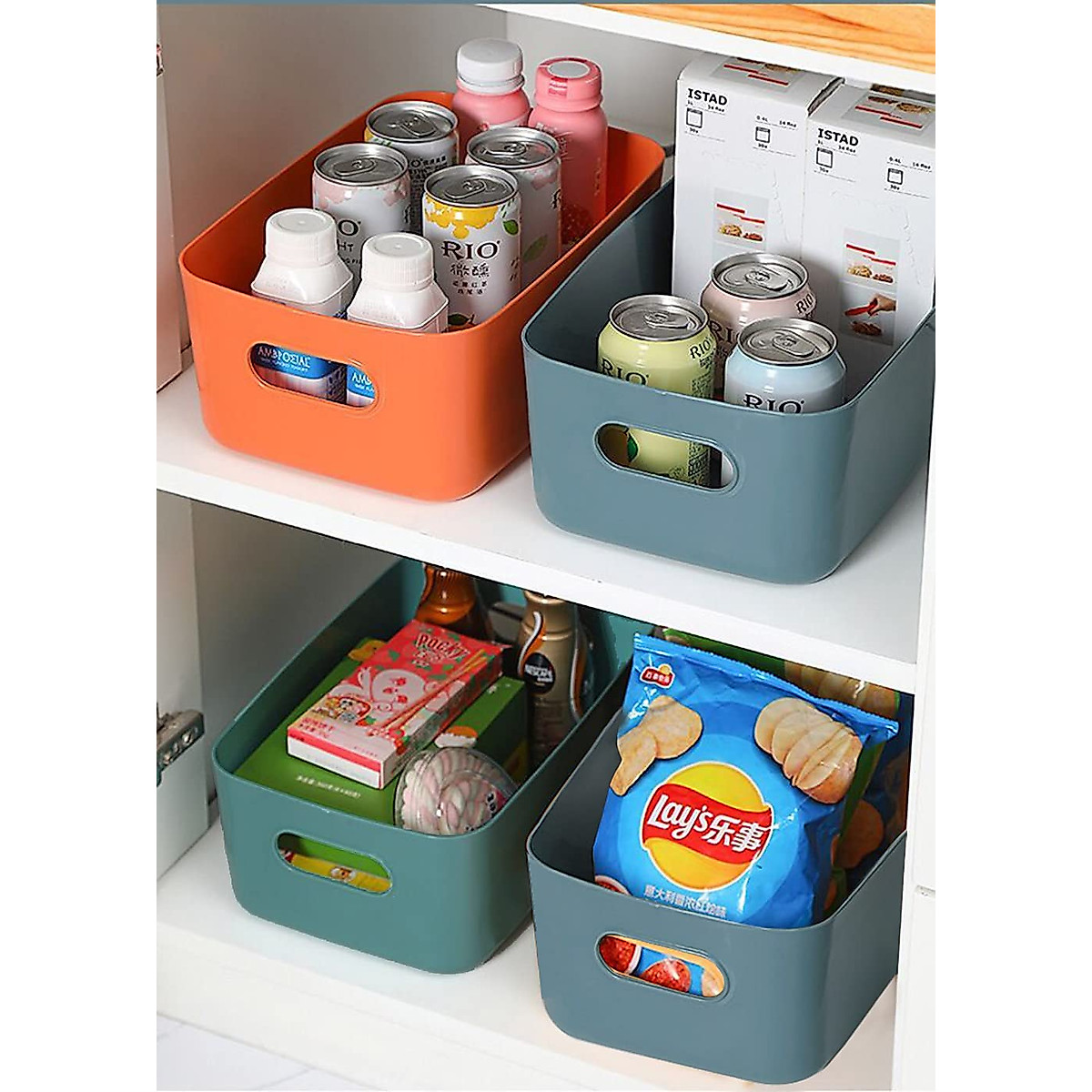 Feisco Set of 6 Cabinet Organizer,Durable and Stylish Storage Basket Storage Bin for Organizing Your Cabinet Kitchen Bathroom Desktop