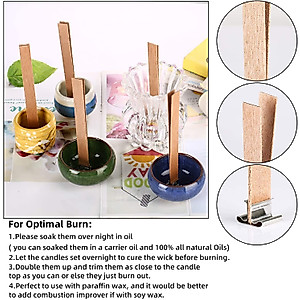 100 pcs Wooden Candle Wicks for Candle Making,6 inch Crackling Wood Wicks/Smokeless Candle Wick with Metal Base Clip 50 Sets
