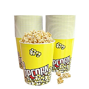 EGGKITPO 32 Oz Popcorn Buckets 50 Pack Retro Style Disposable Popcorn Box Grease Resistant Small Popcorn Holer for Home Movie Night Birthday Christmas Concession Stands Popcorn Bars
